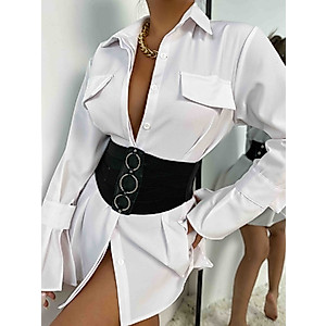 Moessa Women's 7 Inch Wide Lattice Corset Waspie Elastic Waist Belt V792-Black-One Size