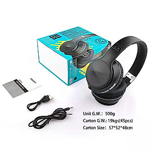 Lmminer Over-Ear Sports Bluetooth 5.0 Headphones Wireless Hi-Fi Stereo Foldable Lightweight Headset with Mic, 3.5Mm Single Jack, Soft Protein Earpads, for Travel, Home,Orange