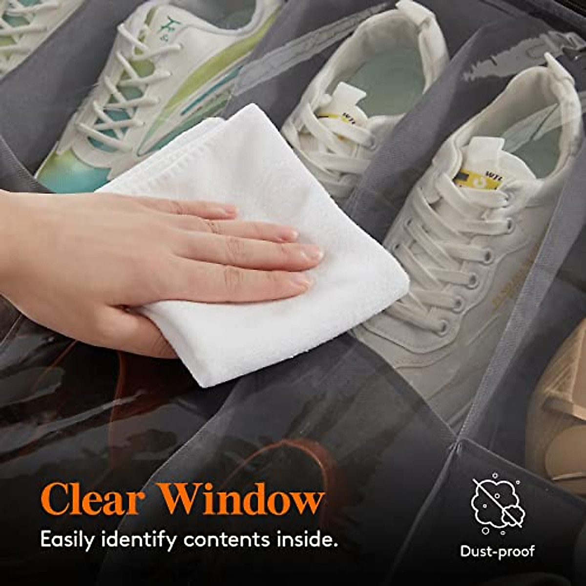 Lifewit 2 Packs Under Bed Shoe Storage Organizer, Total Fit 32 Pairs of Shoes, Foldable Shoe Rack Organizer Container with Reinforced Handle and Clear Cover for Women's and Men's Shoes