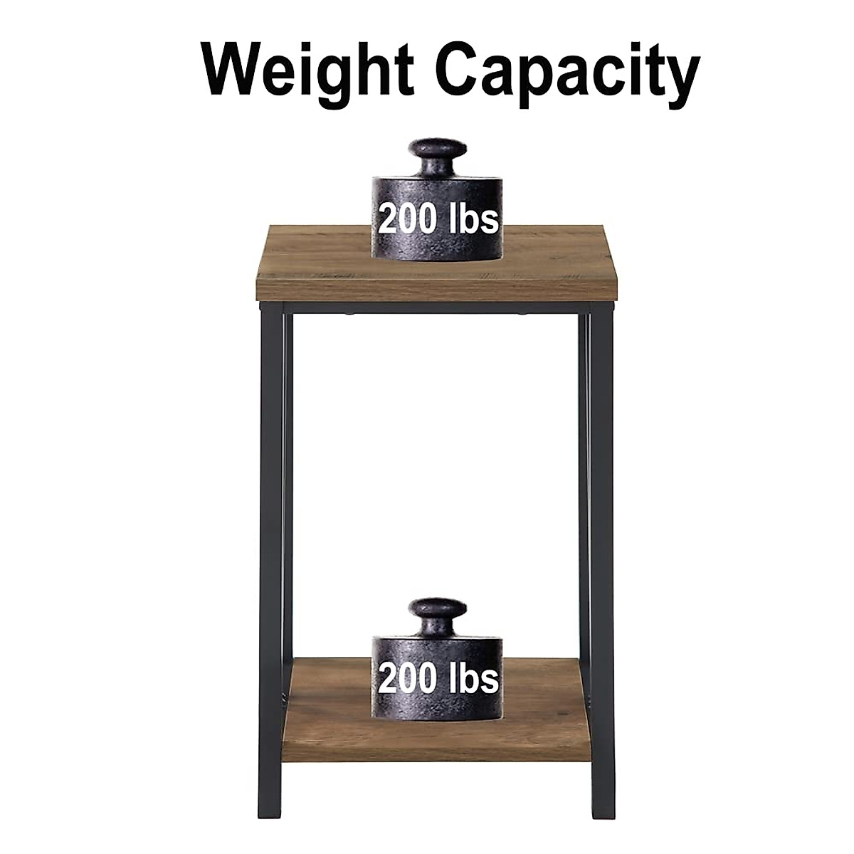 FOLUBAN Side Table with Storage Shelf, Rustic End Table for Living Room, Wood and Metal Nightstand for Bedroom, Oak