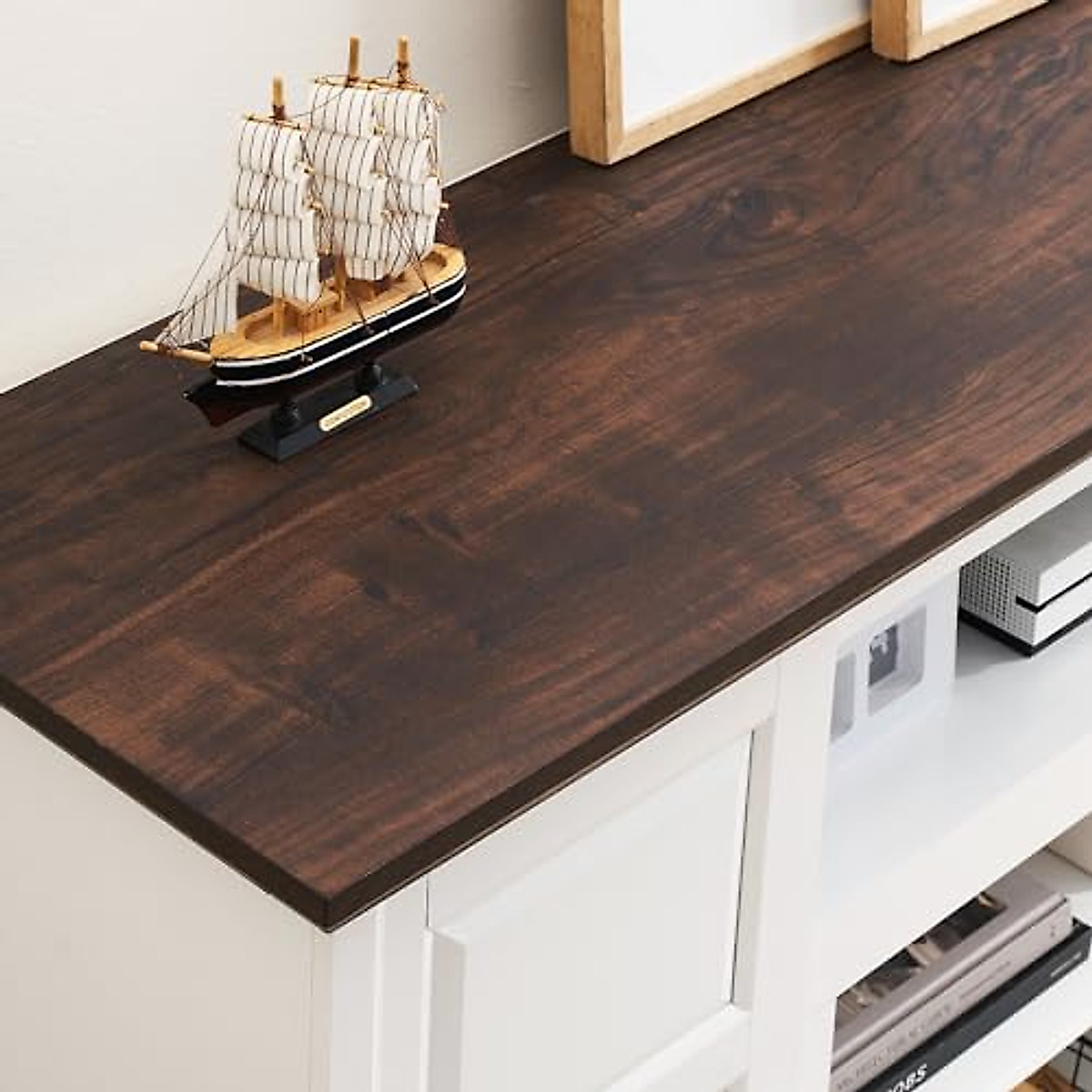 IDEALHOUSE Farmhouse Modern TV Stand, 58 x 15.7 x 33.8 inches, White