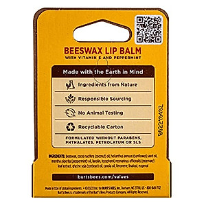 Burt's Bees Beeswax Lip Balm with Vitamin E & Peppermint 0.15 oz (Pack of 5)