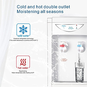Water Dispenser,Top Loading Hot & Cold Water Cooler 5 Gallon Water Dispenser.Child Safety Lock, Storage Cabinet and Anti-Scalding Design, for Indoor Home Office(White)