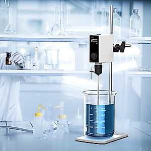 4E's USA Overhead Stirrer - 40 Liter, 50000mPas, 50~2000 RPM Variable Speed with Stand and Stirring Rod, LED Lab Stirrer Mixer with Safety Sensors and Go-Through Design for Easy Rod Adjustment