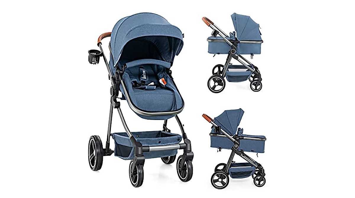 INFANS 2-in-1 Convertible Baby Stroller | Reversible Bassinet & All-Terrain