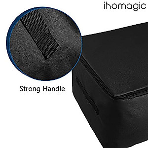 IHOMAGIC Under-bed Storage Bag, Zippered Storage Organizer with Side Handles, Moisture Proof Large Under Bed Clothes Storage Bag with Clear Pocket to Insert Label, for Bedroom Closet (Black 49L, S)