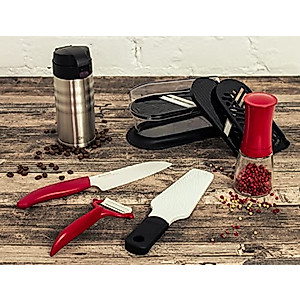 Kyocera Revolution Series Ceramic Santoku, Chef Knife for Your Cooking Needs, 5.5”, Red