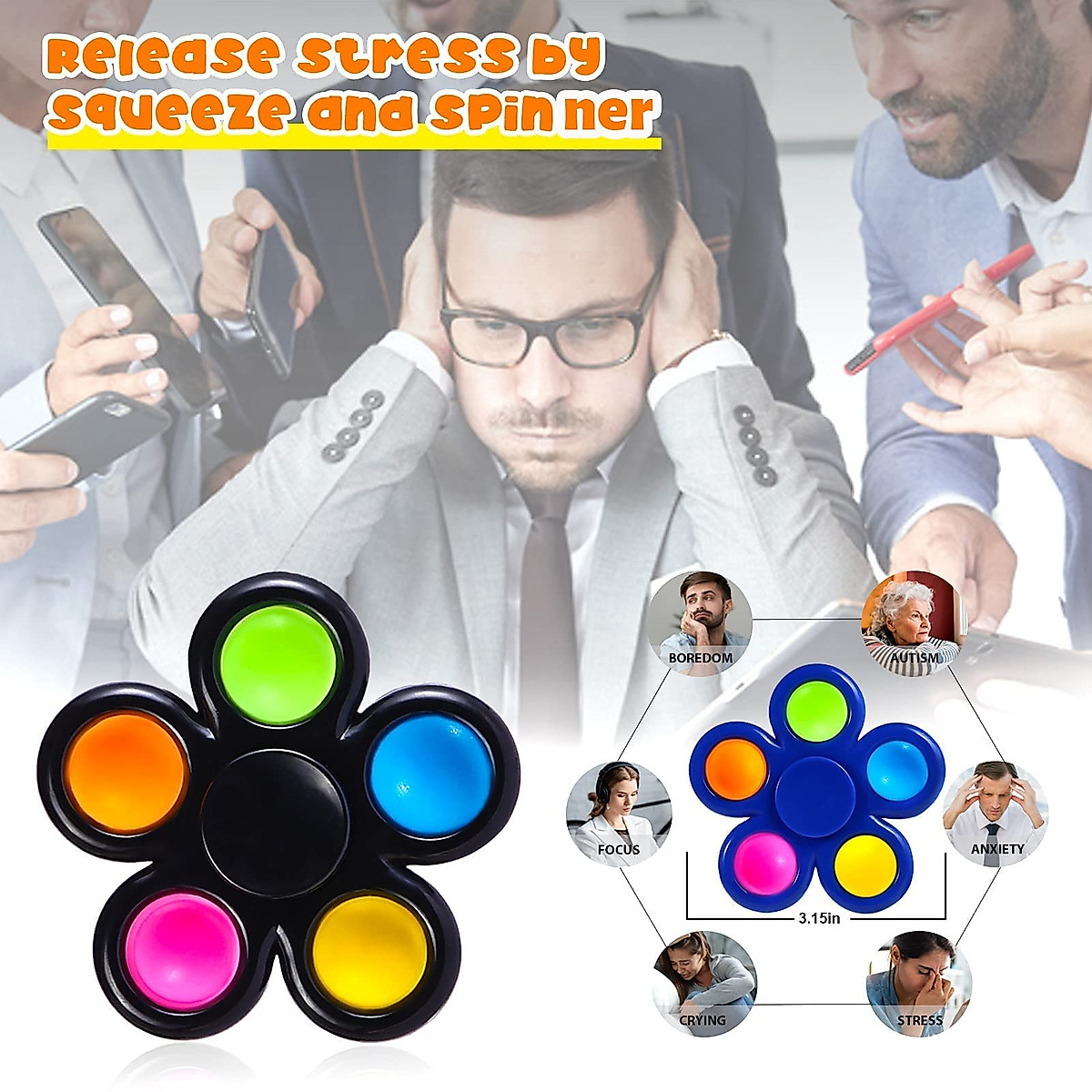 SCIONE 10 Pack Party Favors for Kids 4 8 12, Fidget Spinners Birthday Return Gift, Christmas Goodie Bags Stuffer Fillers for Classroom Treasure Box Prize Boys Girls