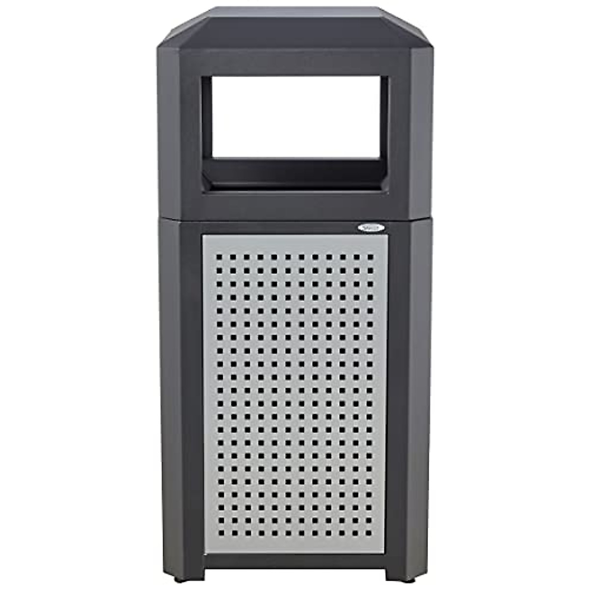 Safco Products Evos Outdoor/Indoor Trash Can with Perforated Galvanized Steel Panel, 15 Gallon, Black