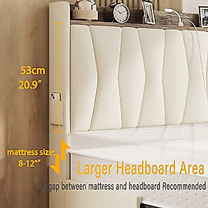 ANCTOR Full Size Bed Frame with 3 Drawers, Upholstered Platform Bed with Storage Headboard and Charging Station, No Box Spring Needed, Easy Assembly