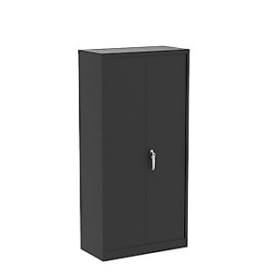 INTERGREAT Metal Garage Storage Cabinet with Locking Doors and Shelves,Black Lockable Steel Tool Cabinet,Tall File Cabinet Locker with Lock for Home Office, School, Gym, Basement, Large Capacity