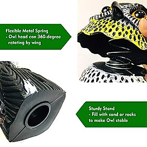 GiftExpress 2 Pk 15.5" Scarecrow Owl Decoy with Rotating Head Statue, Pest Repellent, Bird Control, Bird Deterrent, Garden Protectors, Fake Owls (2)