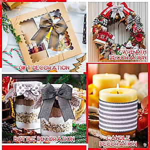 6 Rolls 30 Yards Christmas Wired Edge Ribbons 2.5 inch Buffalo Plaid Ribbon Candy Cane Striped Craft Ribbon Polka Dot Wrapping Ribbon for Christmas Tree Birthday Party Decorations (Gray)