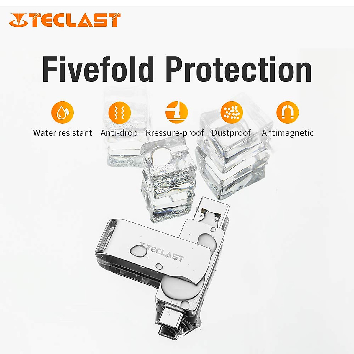 TECLAST 64GB Type-C USB3.0 Flash Drive Thin Metal U-Disk High Speed Rotated Design