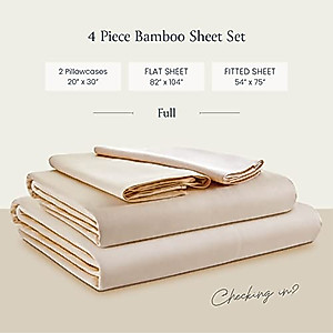 BELADOR Viscose Bamboo Sheets Full - Silky Luxury Bed Sheets Cooling Sheets Set - Soft Satin Bed Sheet Set - 16 Inch Deep Pocket - Hotel Sheets Bedding Set Flat Sheet + Fitted Sheet + 2 Pillowcase