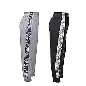 chopper club Boys Joggers Sweatpants with Drawstrings in Cotton Medium Thick Terry Fabric BlackGrey Printed Side Panel 18