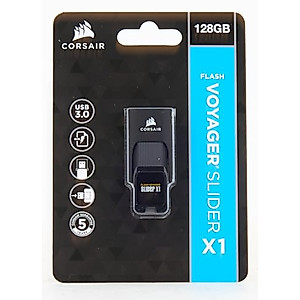 Corsair CMFSL3X1-128GB Flash Voyager Slider X1 128GB USB 3.0 Flash Drive, Black