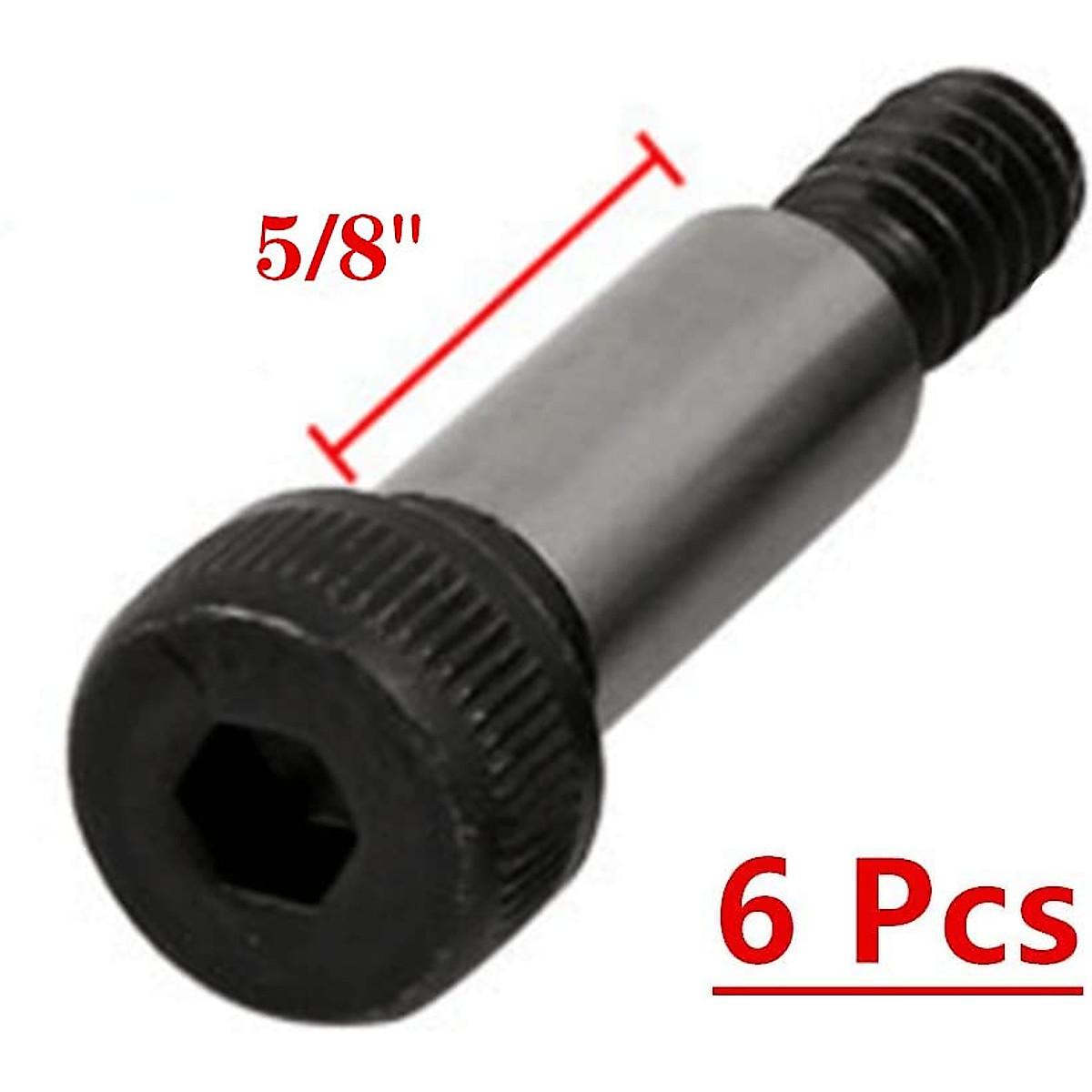 Sydien 6Pcs Alloy Steel Shoulder Bolt #10-24 UNC Thread Shoulder Dia 1/4" Shoulder Length 5/8"