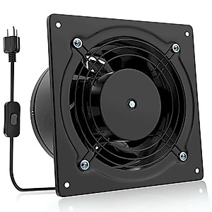 HG Power 6 Inch Exhaust Fan, 308CFM Wall Exhaust Fan for Kitchen, Bathroom, Metal Extractor Fan for Attic, Garage, Window Ventilation, HVAC System, Black