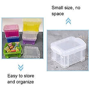 AOTISBAO 6 Pcs Mini Storage Boxes Plastic Storage Stackable Boxes with Lid Plastic Organiser Boxes for Organizing Snacks Toys