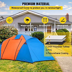 VEVOR Motorcycle Camping Tent, Spacious Design, Waterproof & Windproof, Breathable Mesh Roof, Easy Setup, 177.2" x 98.4" Floor, 78.7" Center Height