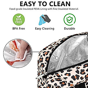 BALORAY Lunch Bag for Women Men, Insulated Lunch Box for Adults Kids, Reusable Women’s Lunch Cooler Tote Bag for Work Office School Picnic Beach (Leopard)