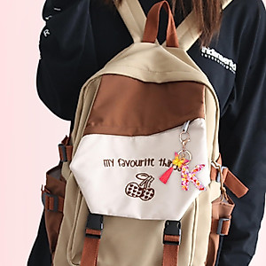 Suweibuke Colourful Cute Initial Letter Keychains for Women Girls with Tassel Butterfly, Charm for Purse Backpacks Handbags Schoolbags (Colorful Pink-K)