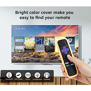 SOTATOO (3 Pack) Case for Roku Remote, Cover for Hisense/TCL Roku TV Steaming Stick/Express, Silicone Universal Protective Controller Sleeve Skin Glow in The Dark Blue Orange Green with Lanyards