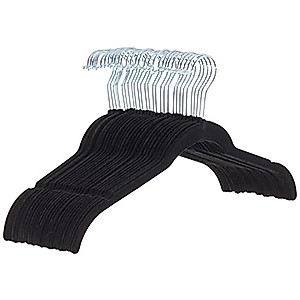 Amazon Basics Slim, Velvet, Non-Slip Shirt Clothes Hangers, Black/Silver - Pack of 30