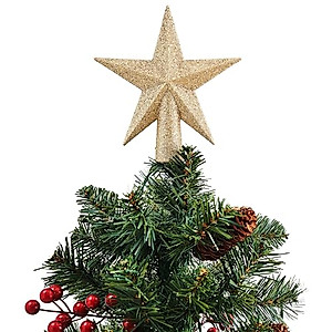 Premium 4ft Pre Lit Artificial Pencil Christmas Tree with Brown Hollow Base, Mini Pre-lit Xmas Pine Tree with 7 Modes LED Lights for Christmas Decoration, Home, Office, Party Decoration (1)