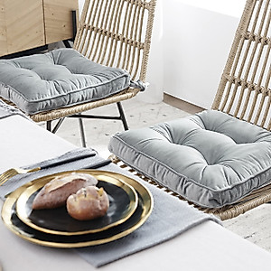 ZANYB Soft Velvet Chair Pad Square Thick Waist Lumbar Back Support Seat Cushions for Office Car Dining Room Home Floor Pillows 15.7x15.7x2.4'', Steel, pillow030-Steel