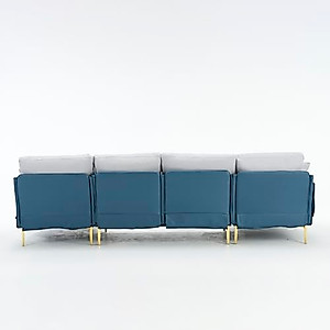 HANLIVES 108.5 Inch 4-Seat Sofa Couch,Modern Fabric U Shaped Living Room Furniture Set with 4 Throw Pillows,Upholstered 4 Seater Sectional Sleeper Sofa with Thicken Foam for Bedroom Office Apartment