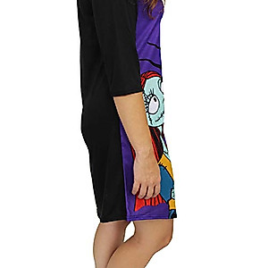 Disney Nightmare Before Christmas Women's 3/4 Sleeve Dorm Nightgown Pajamas (X-Large, Black/Purple)