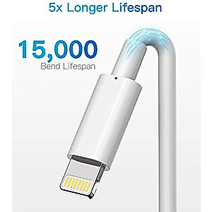 Lightning Cable MFi Certified - iPhone Charger 3Pack 6FT Lightning to USB A Charging Cable Cord Compatible with iPhone 14 13 12 Mini Pro Max SE 11 Xs Max XR X 8 7 6 Plus 5S iPad Pro Airpods - White