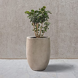 Kante 21.7" H Weathered Concrete Tall Planter, Large Outdoor Indoor Decorative Pot with Drainage Hole and Rubber Plug, Modern Round Taper Style for Home and Garden