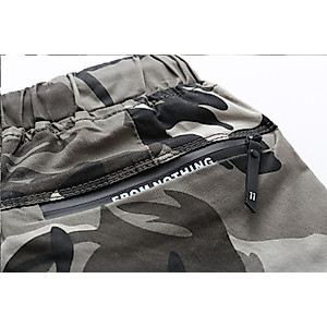 LOKTARC Boys Camo Pants Kids Pull On Drawstring Youth Camouflage Cargo Joggers Grey Size 160/12-13 Years