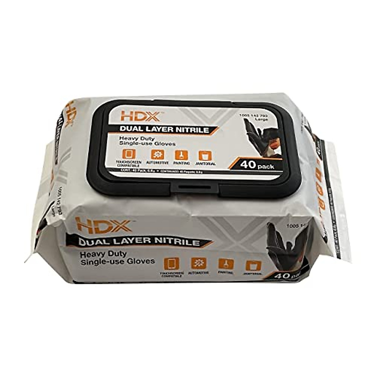 HDX Black Dual Layer 6ml Heavy Duty Disposable Nitrile Gloves 40 pack