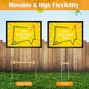 Tatuo 100 Pcs Yard Sign Stakes Heavy Duty 16.5'' Wire Yard Stakes Alternative to H Frame Metal Reusable Sign Holder for Spring Summer Lawn Corrugated Plastic