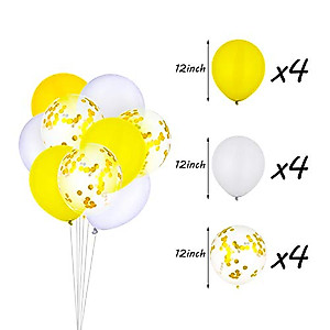 33 Pieces Sunflower Party Supplies, Sunflower Happy Birthday Banner, Big Cake Topper, Yellow Sunflower Cupcake Topper, Sunflower Garland, Tissue Paper Fans, Paper Pom Poms, Colorful Balloon for Party