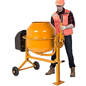 Fujampe Cement Mixer 4.2 Cu Ft Heavy Duty Portable Electric Cement Mixer Electric Concrete Concrete Mixer Machine 120L Wheelbarrow Mud Mixer for Stucco Mortar 1/2 Hp 36RPM (Alloy Steel)