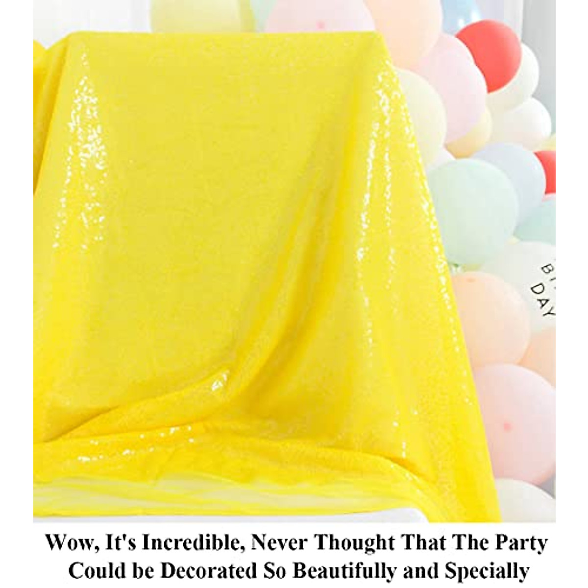 Sequin Fabric Glitter Fabric 3mm 1 Yard Sequin Fabric by The Yard Sparkly Fabric Little Mermaid Fabric Outdoor Glitter Fabric Sequence Material for Dress Clothing Wedding Home Dec (1 Yard, Yellow)