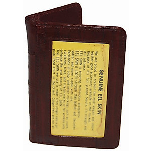 Genuine Eel Skin Leather Womens Coin Change Purse Wallet (Burgundy)