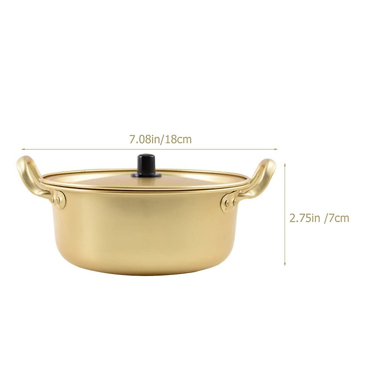 OUNONA Korean Food Ramen Noodle Pot:Hot Shin Ramyun Aluminum Pot with Lid Spoon and Chopsticks Ramyun Cooker for Cooking, Soup, Pasta