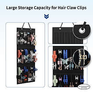 Hanging Hair Claw Clips Holder for Women, Claw Hair Clips Storage Organizer for Lady, Hair Banana Barrettes and Butterfly Jaw Clips Display Stand Holder. (Black)