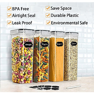 Airtight Food Storage Containers Set of 9 - Wildone BPA Free Cereal & Dry Food Storage Containers 2.8L / 11.83 cups for Sugar, Flour, Snack, Baking Supplies, with 20 Chalkboard Labels & 1 Marker