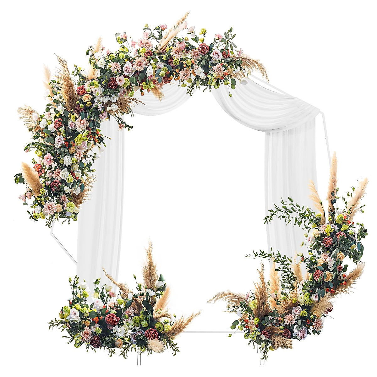 8FT Wedding Arch Round Backdrop Stand, Circle Metal Floral Balloon Arch Stand for Birthday, Backdrop Stand for Parties, Bridal Shower Anniversary Ceremony Candy Tables Celebration, Gold