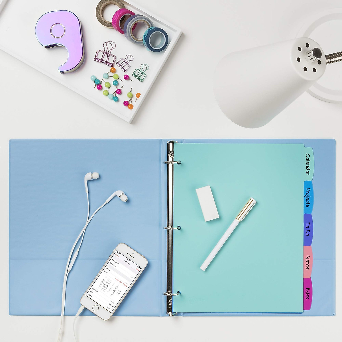 Avery Durable Plastic 5-Tab Write & Erase Big Tab Dividers for 3 Ring Binders, Pastel Brights (16270)