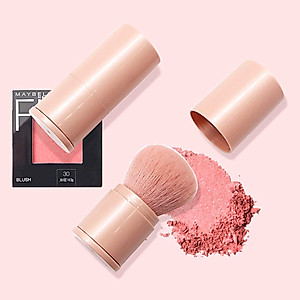 Retractable Kabuki Foundation Brush Travel Face Blush Brush for Mineral Powder, Contouring, Cream (Black + Pink 2Pcs)