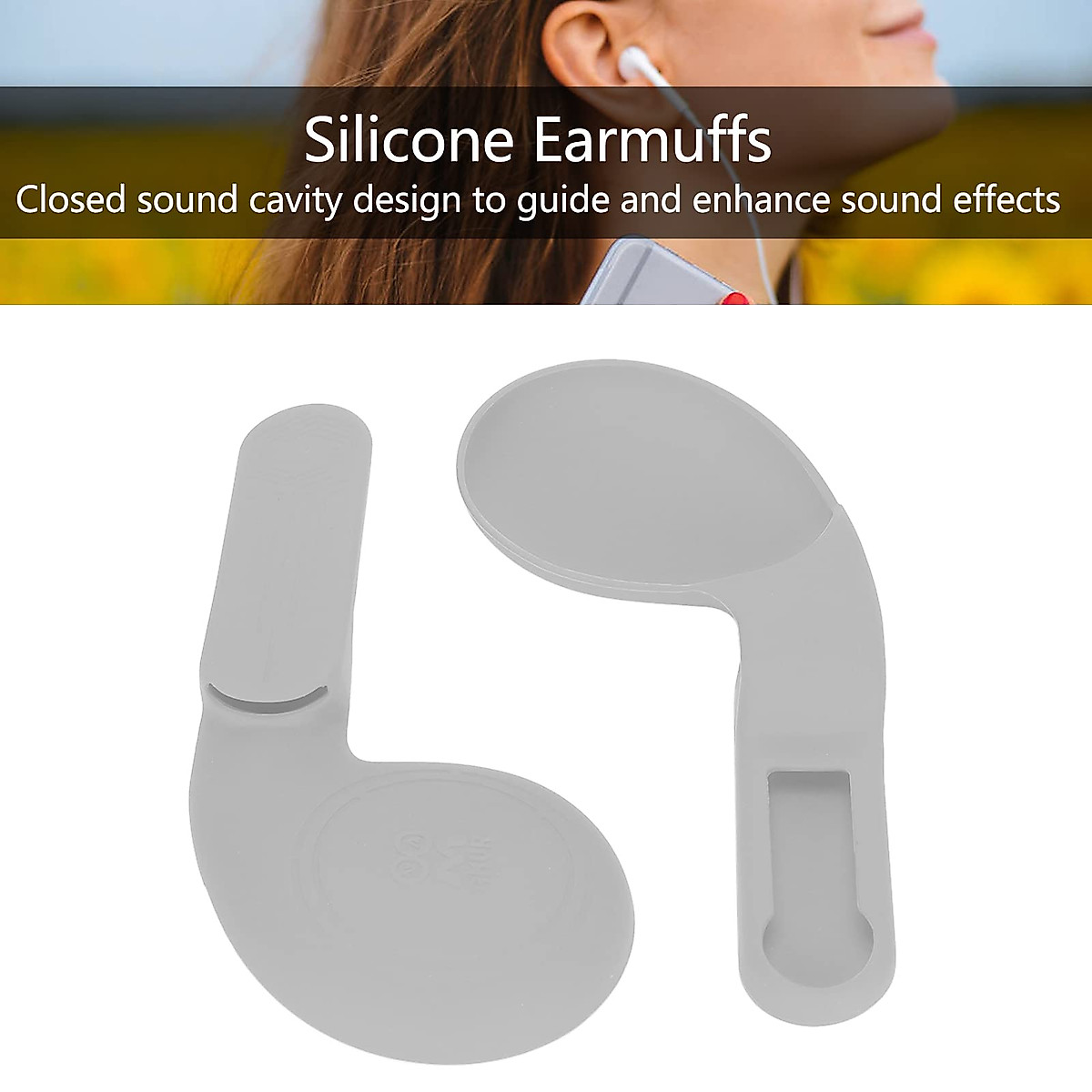 Replacement VR Silicone Earmuffs, Durable Silicone Earmuffs for Quest 2(Grey)
