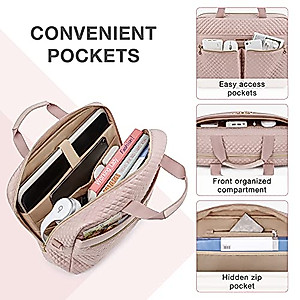 BAGSMART 17.3 Inch Laptop Bag, Briefcase for Women Computer Messenger Bag Office Travel Business,Pink
